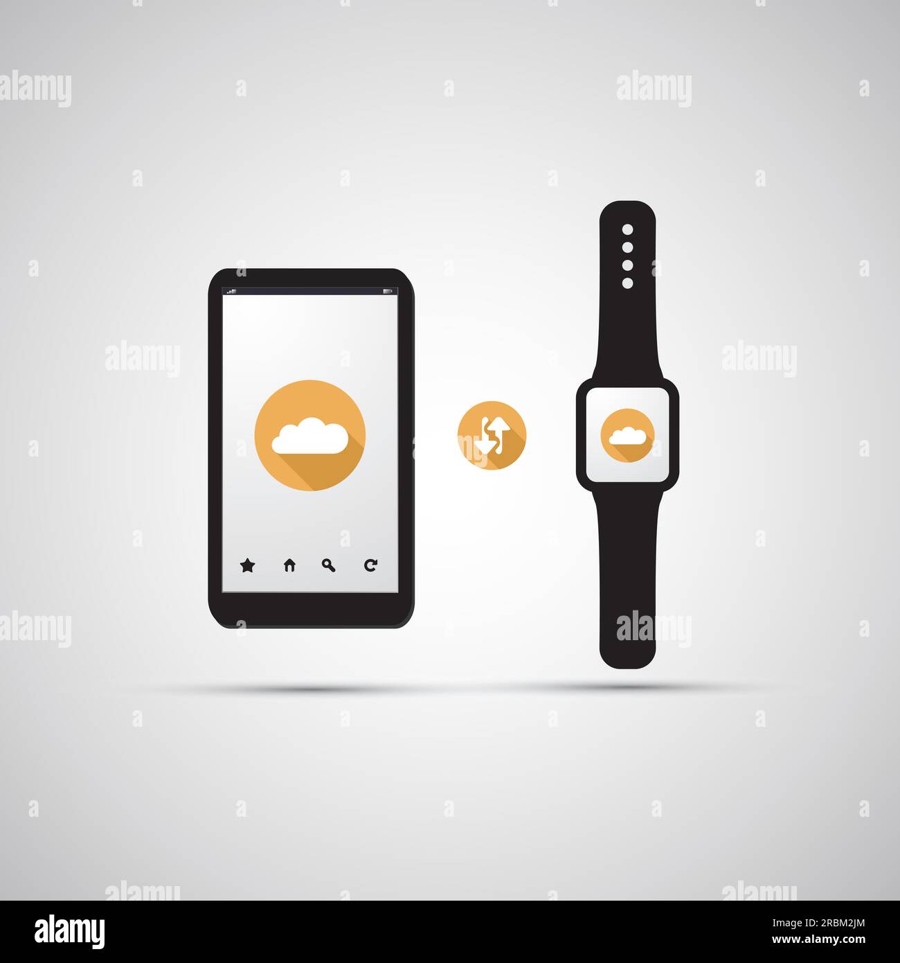 Smart Watch and Mobile Device Communication - Flat UI Design for Apps ...