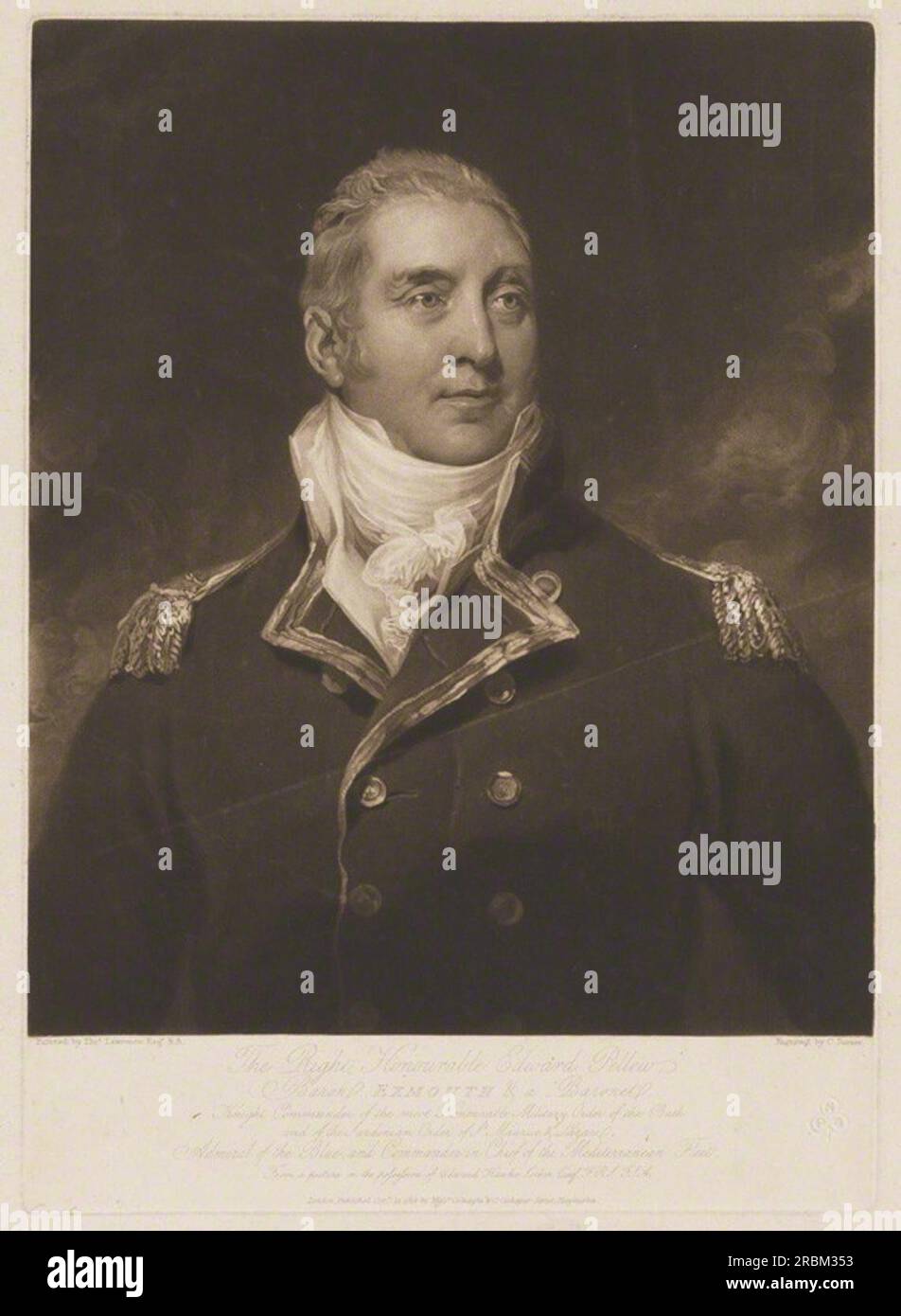 Edward Pellew, 1st Viscount Exmouth 1815 by Charles Turner Stock Photo ...