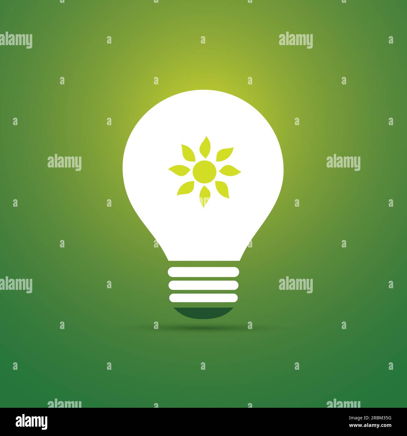 Green Eco Energy Concept Icon - Sun Inside a Light Bulb - Solar Energy ...