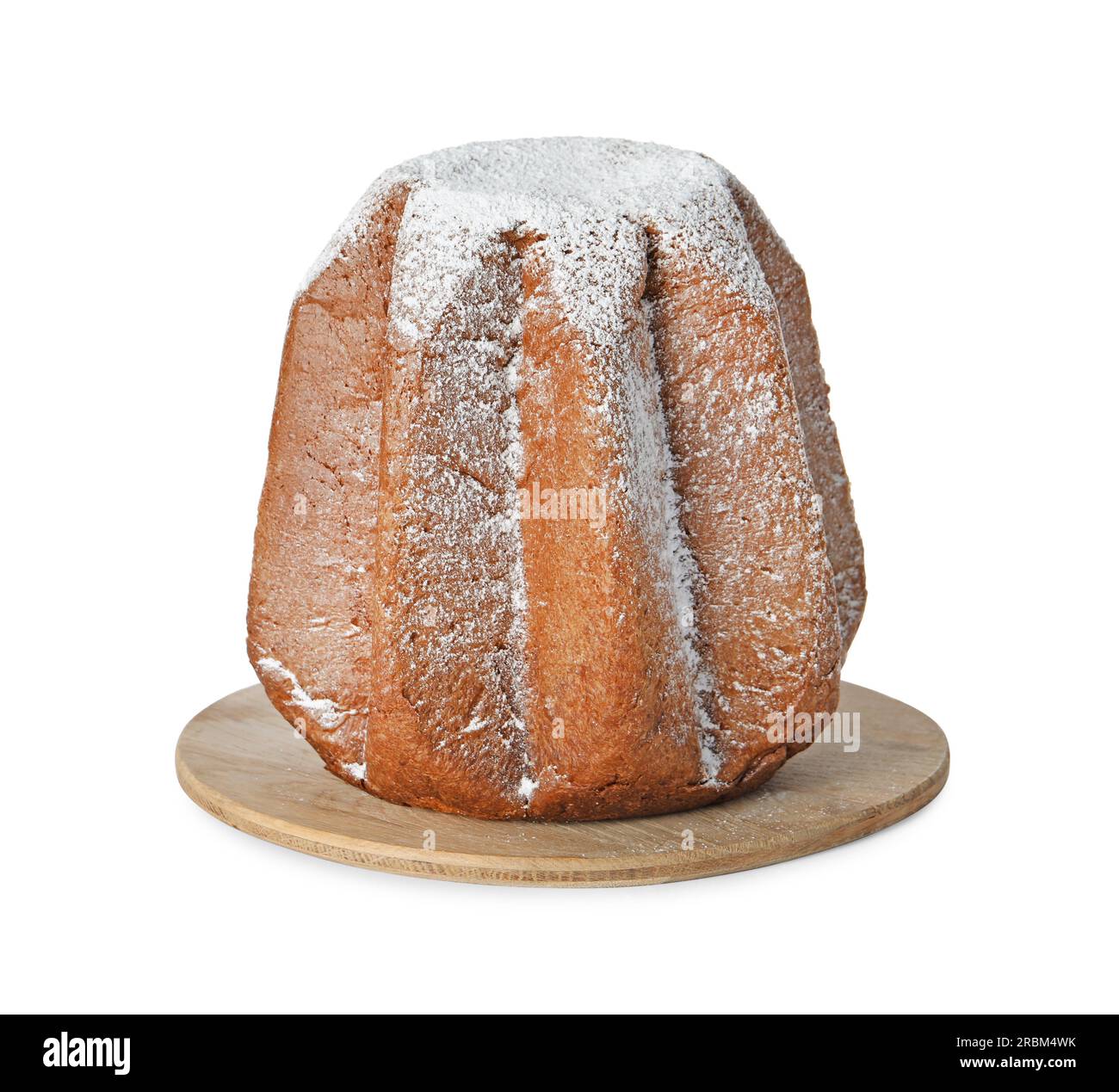 Delicious Pandoro cake decorated with powdered sugar isolated on white ...