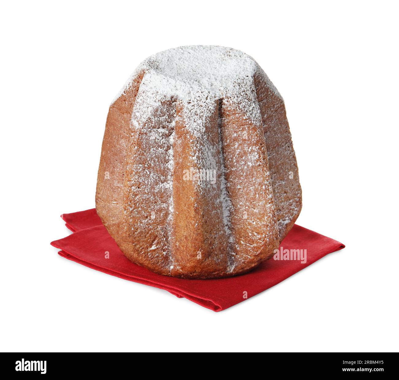 Delicious Pandoro cake decorated with powdered sugar isolated on white ...