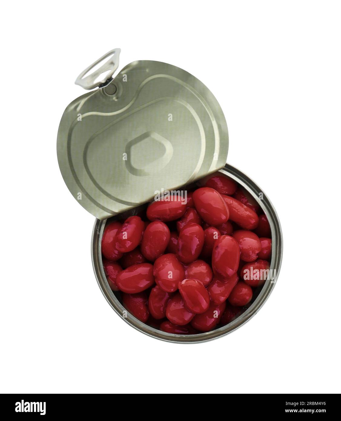 Tin can of canned kidney beans on white background, top view Stock ...