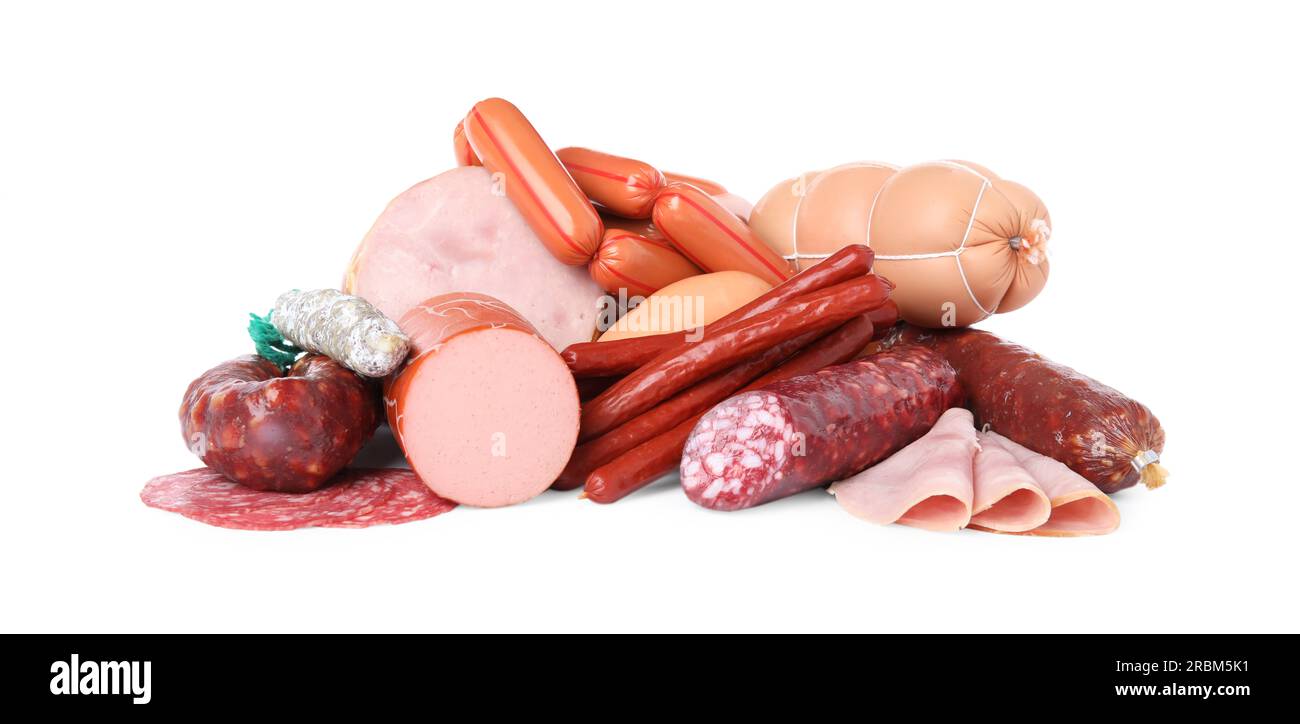Different types sausage traditional Cut Out Stock Images & Pictures - Alamy
