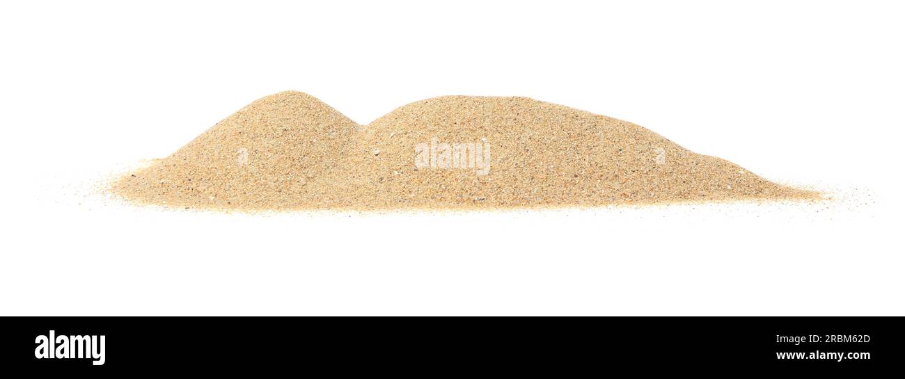 Pile of dry beach sand isolated on white Stock Photo - Alamy