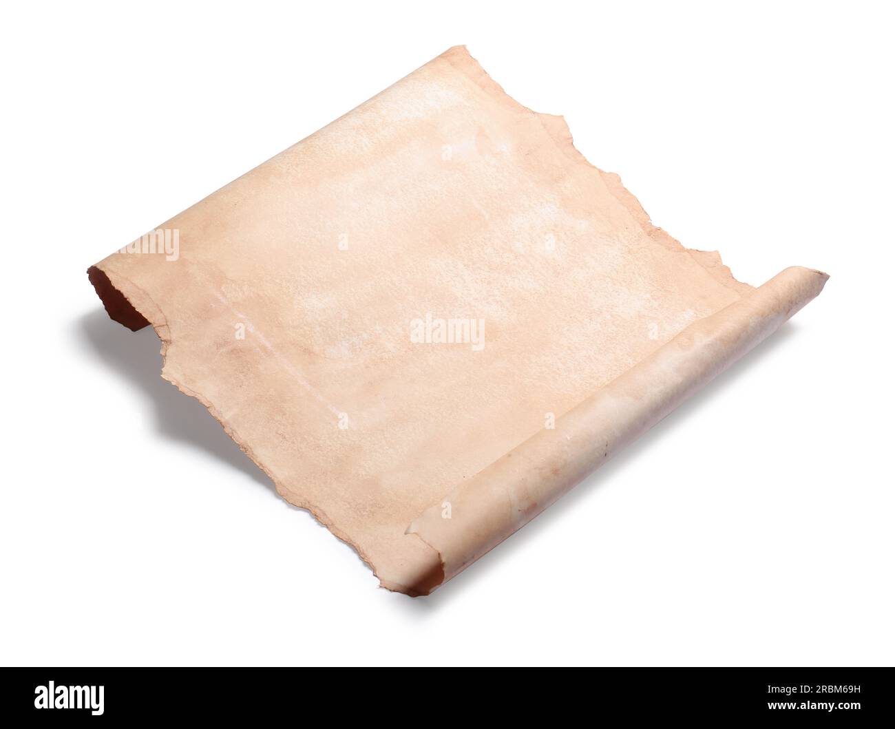 Blank sheet of old parchment paper on white background Stock Photo - Alamy