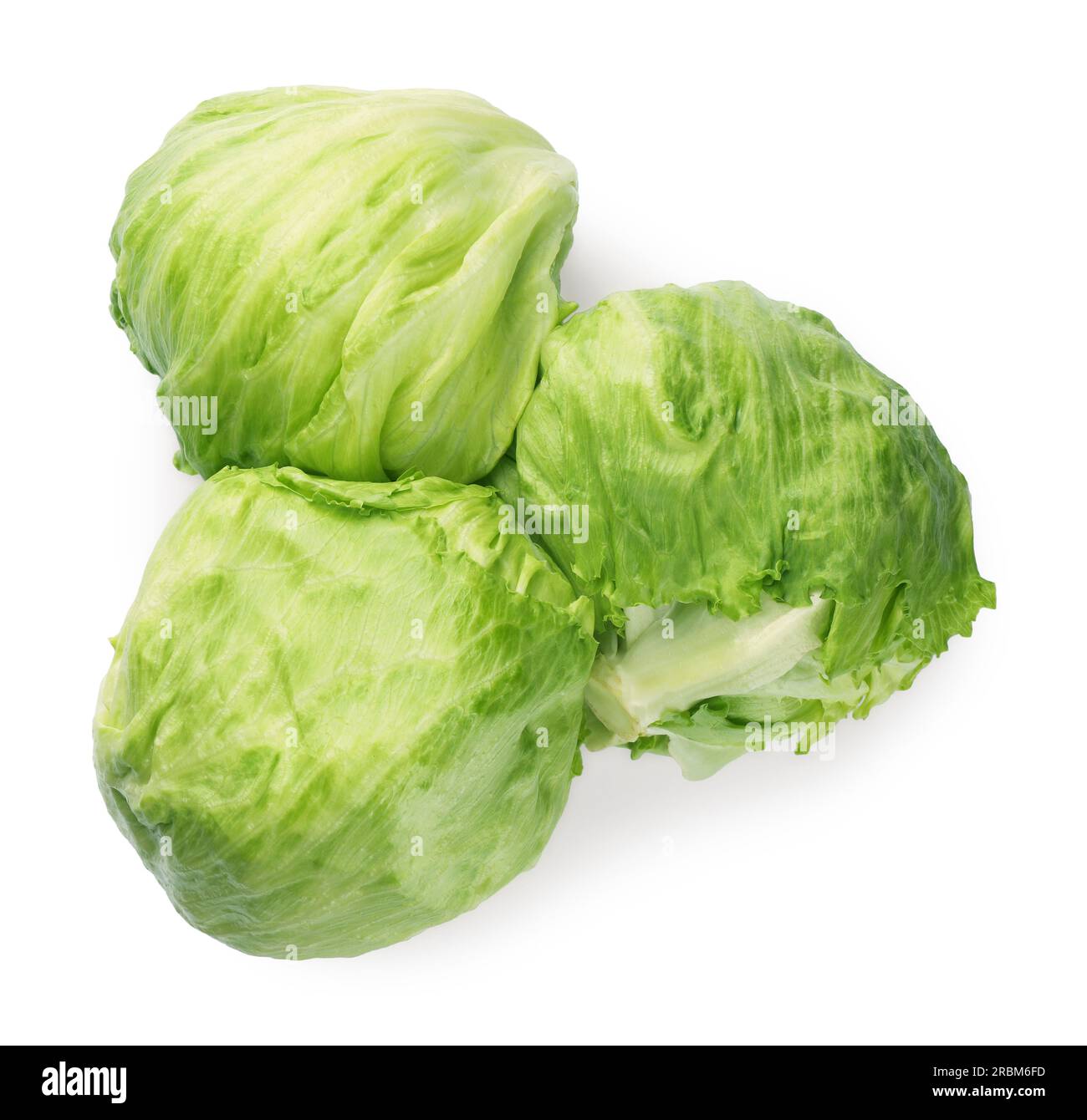 Fresh green iceberg lettuces isolated on white, top view Stock Photo ...