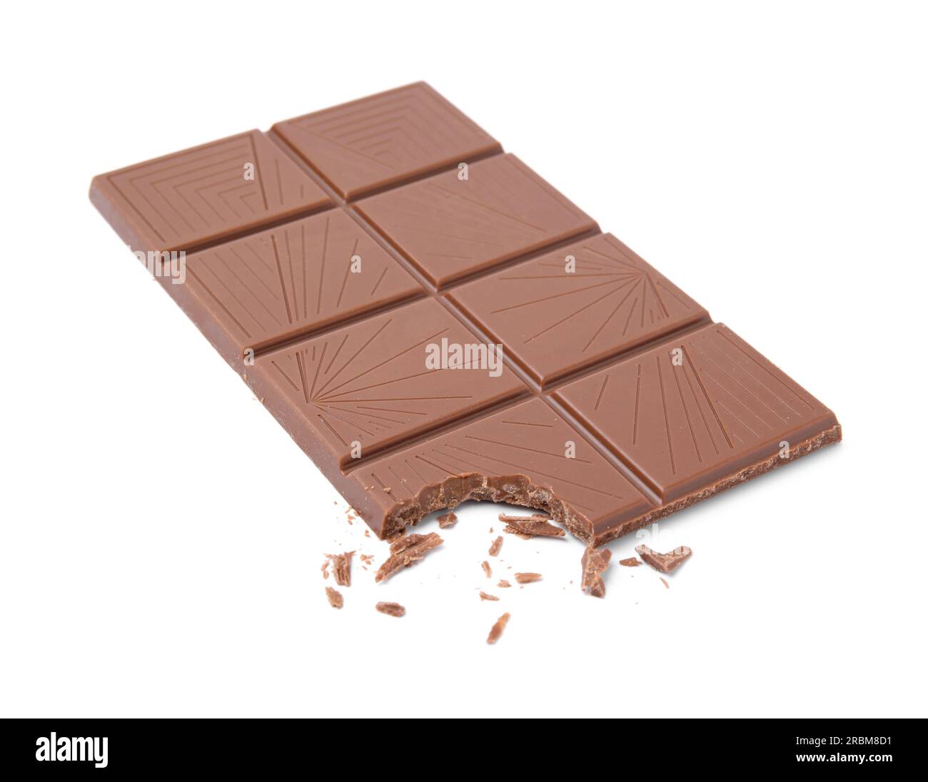 Bitten milk chocolate bar isolated on white Stock Photo - Alamy