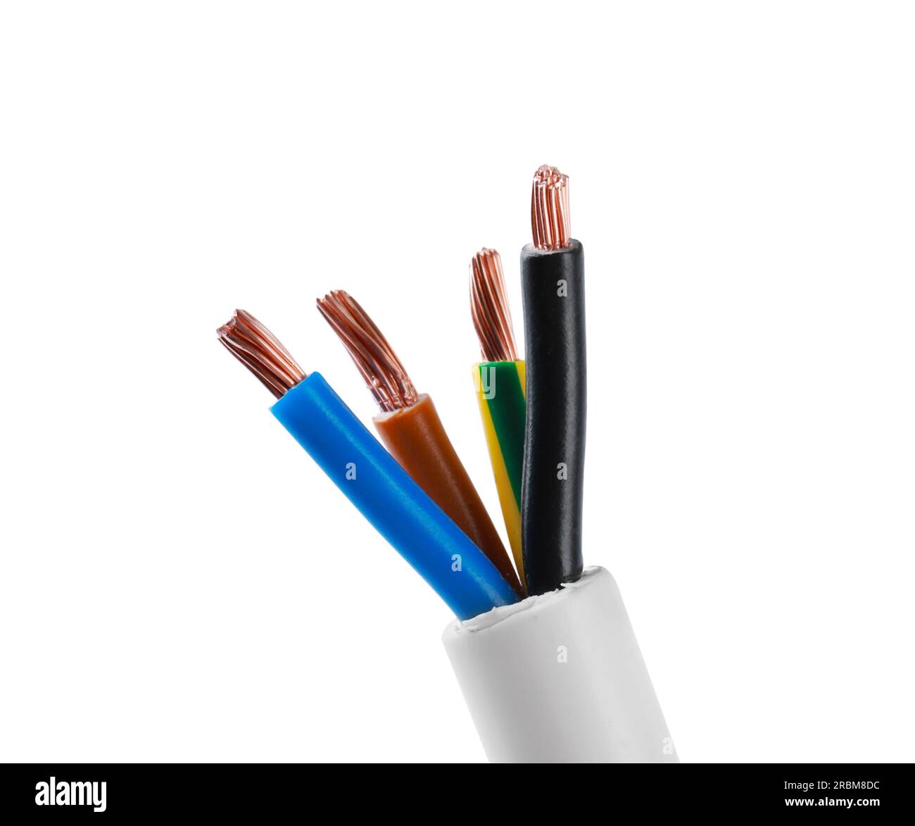 One new electrical wire isolated on white Stock Photo - Alamy