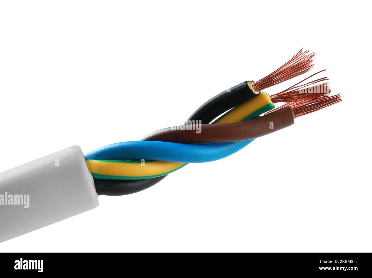 One new electrical wire isolated on white Stock Photo - Alamy