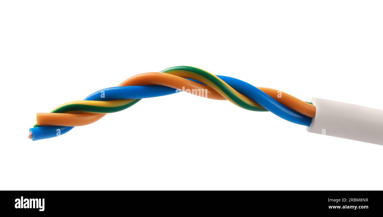 One new colorful electrical wire isolated on white Stock Photo - Alamy