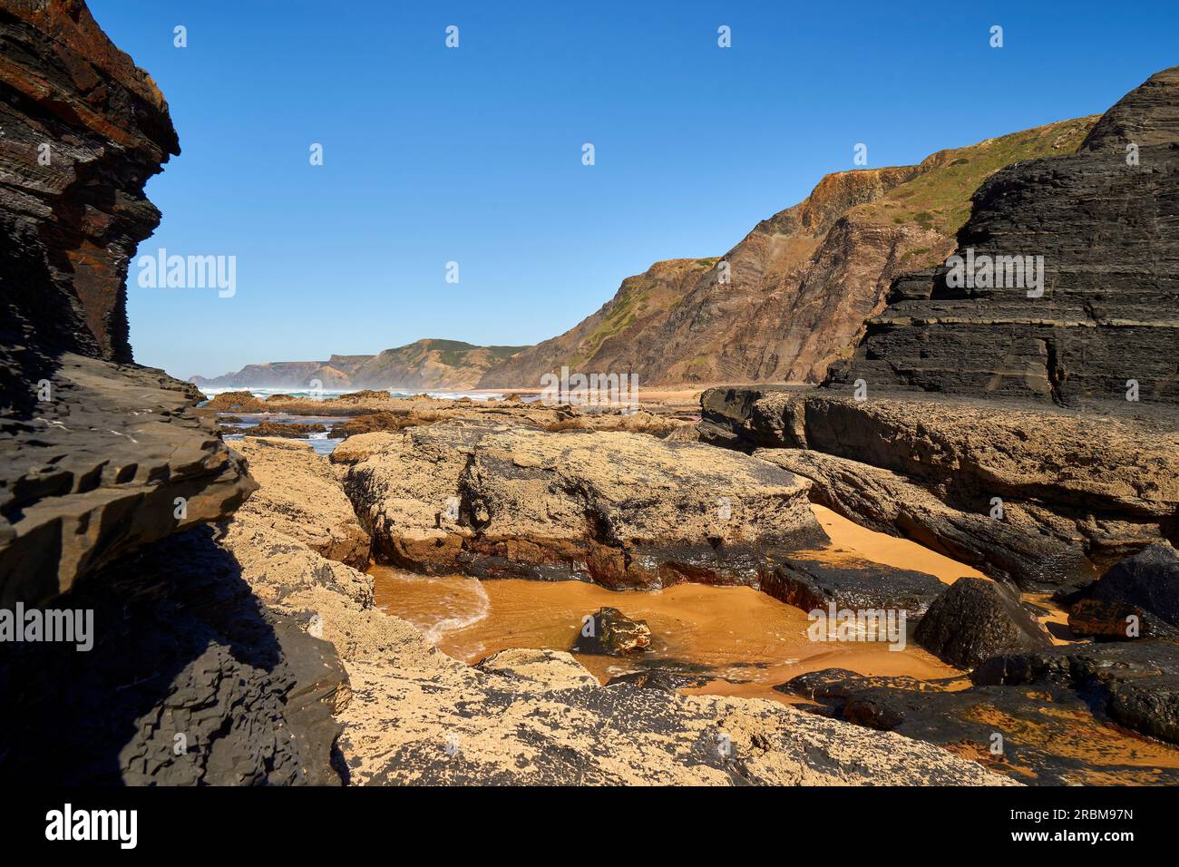 Praia da Cordoama and Praia do Castelejo on the Atlantic Ocean near ...