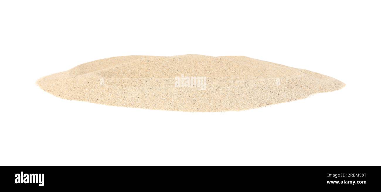 Pile of dry beach sand isolated on white Stock Photo - Alamy