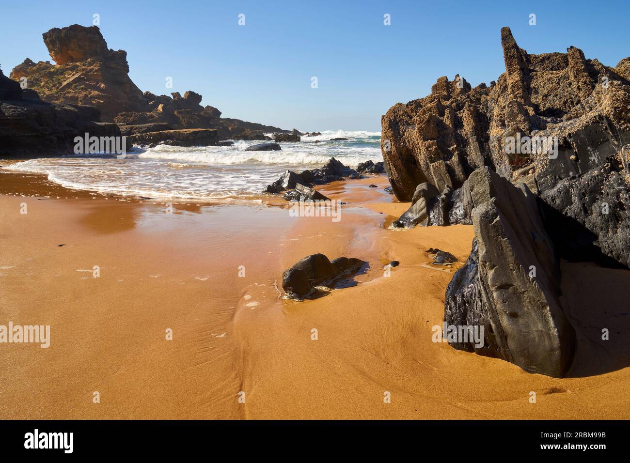 Praia da Cordoama and Praia do Castelejo on the Atlantic Ocean near ...