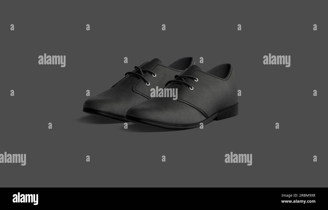 Blank black casual shoes mockup, half-turned view, 3d rendering. Empty ...