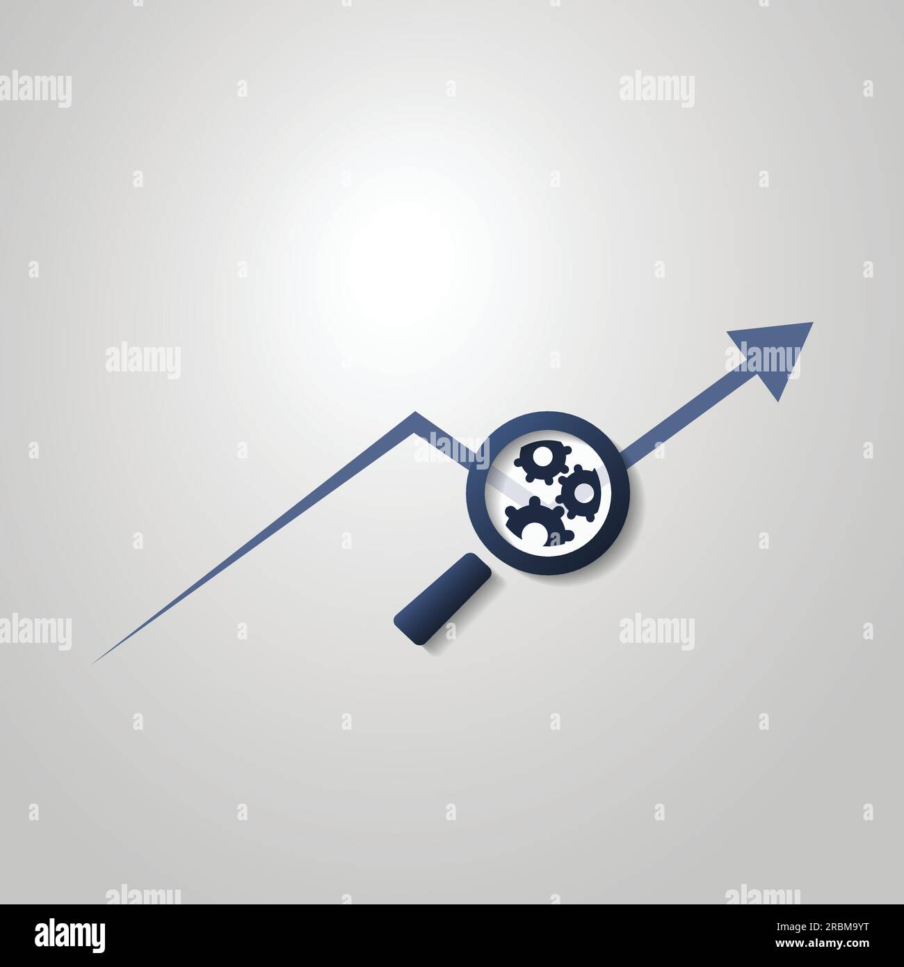 Business Analysis Symbol Concept with Magnifying Glass Icon and Gears ...