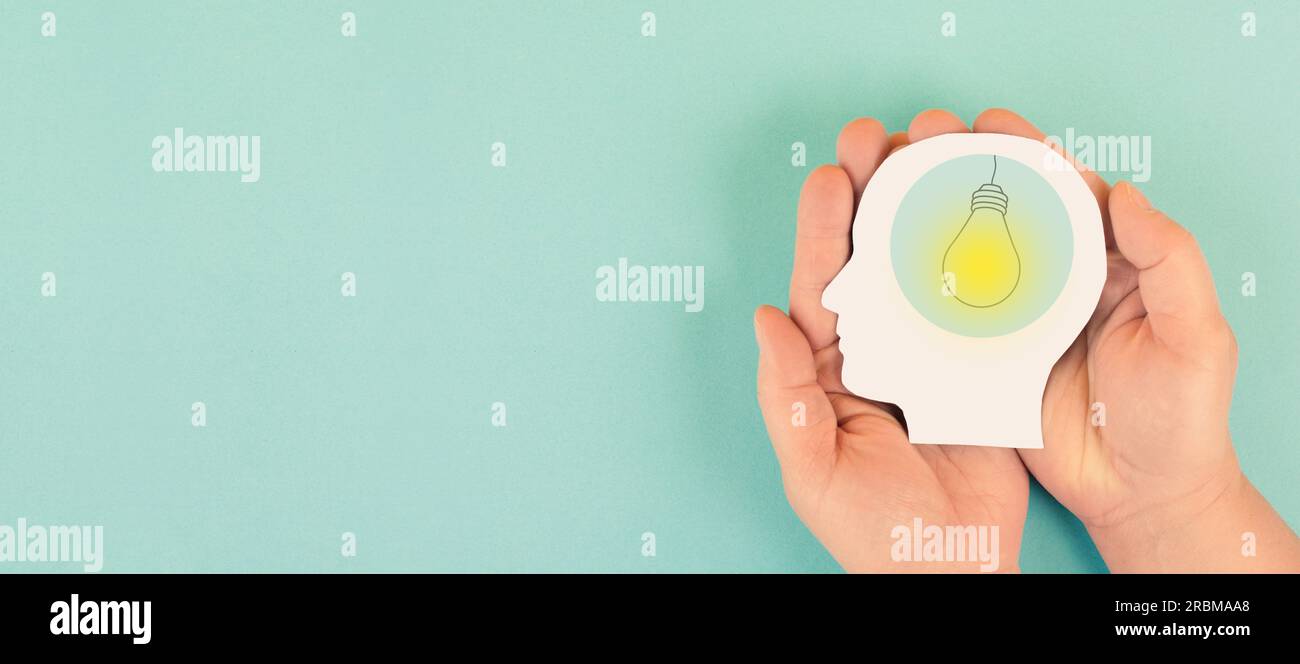 Man with creative light bulb, explosion of ideas, glowing mind ...