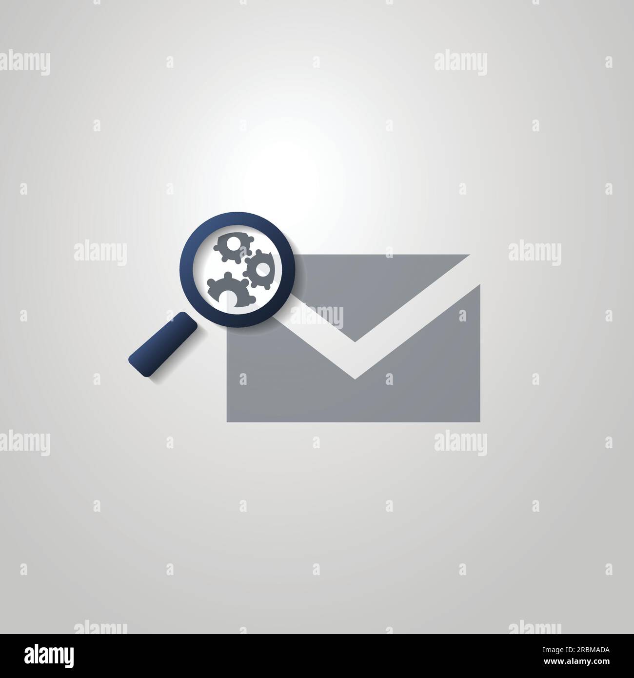 Mail or Email Icon Design with Magnifying Glass and Gears Stock Vector ...
