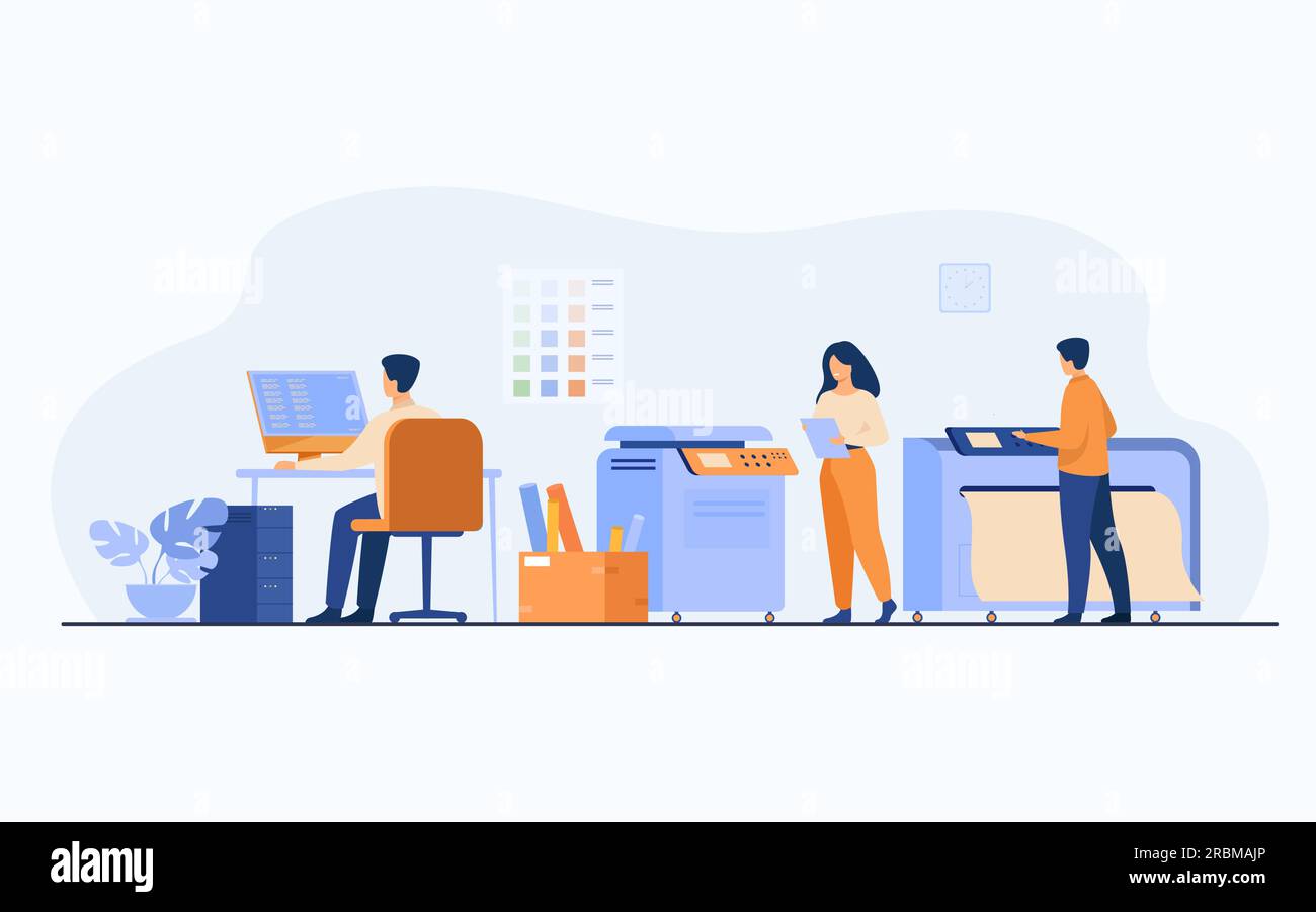 Print house workers using computers Stock Vector Image & Art - Alamy