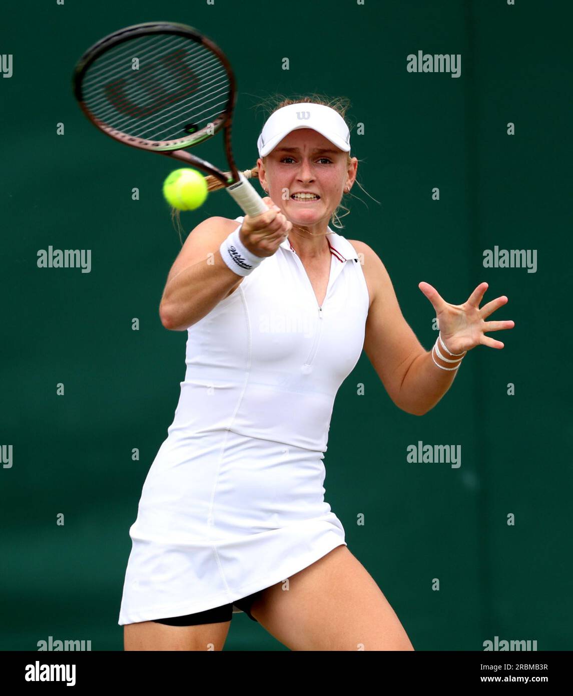Taylah Preston in action during her girls singles match on day eight of ...