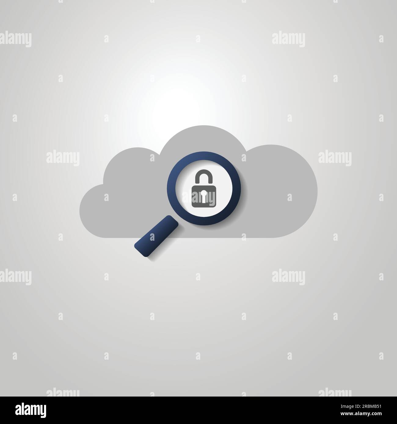 Cloud Computing Concept Design with Magnifying Glass and Padlock Icon Stock Vector Image & Art ...