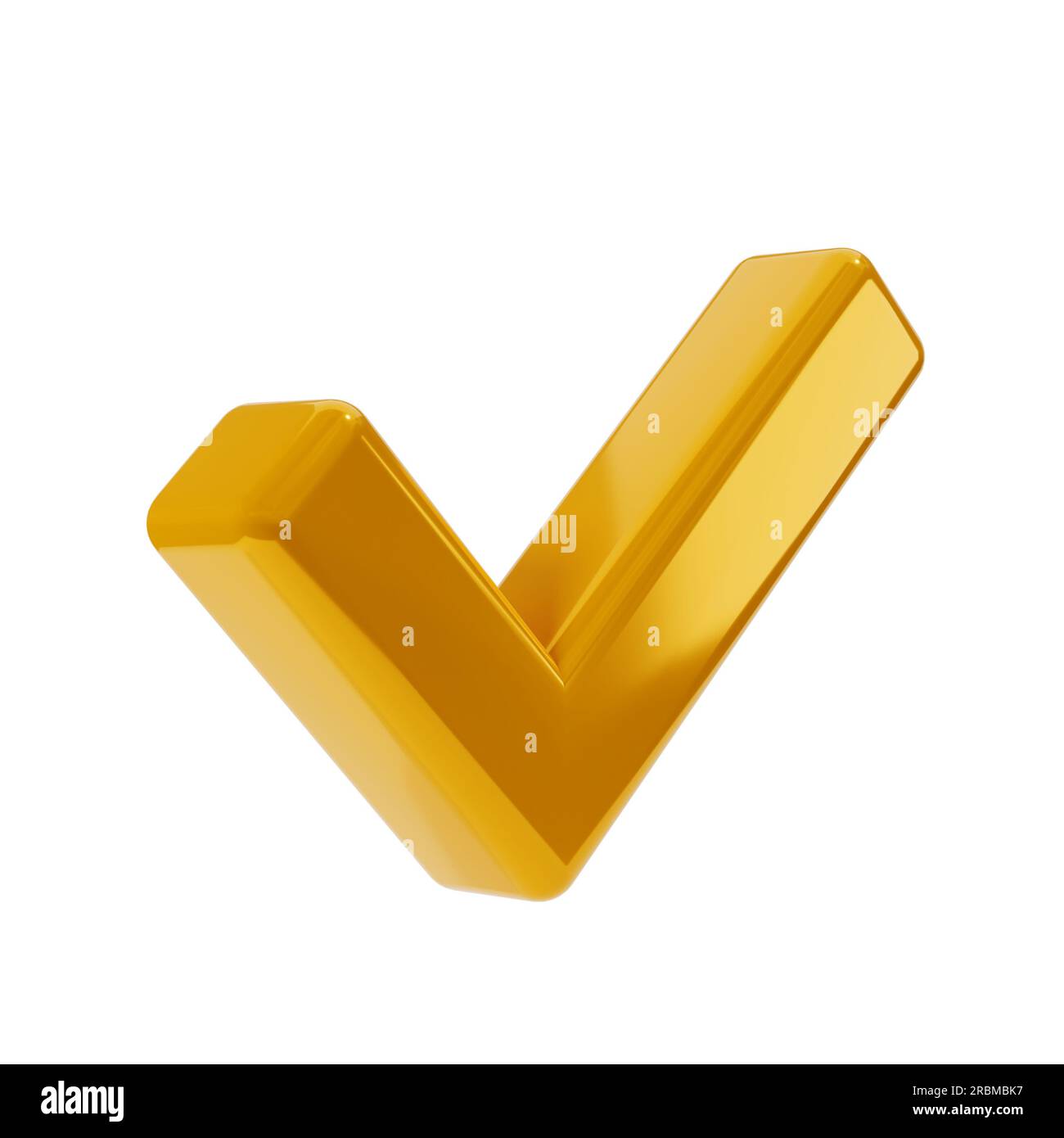 3d golden icon of check mark illustration. gold tick in isometric view ...