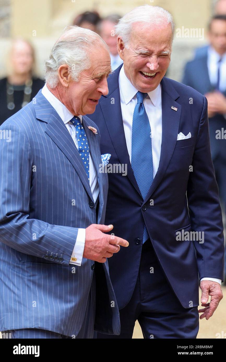 King Charles III and US President Joe Biden in the quadrangle at ...