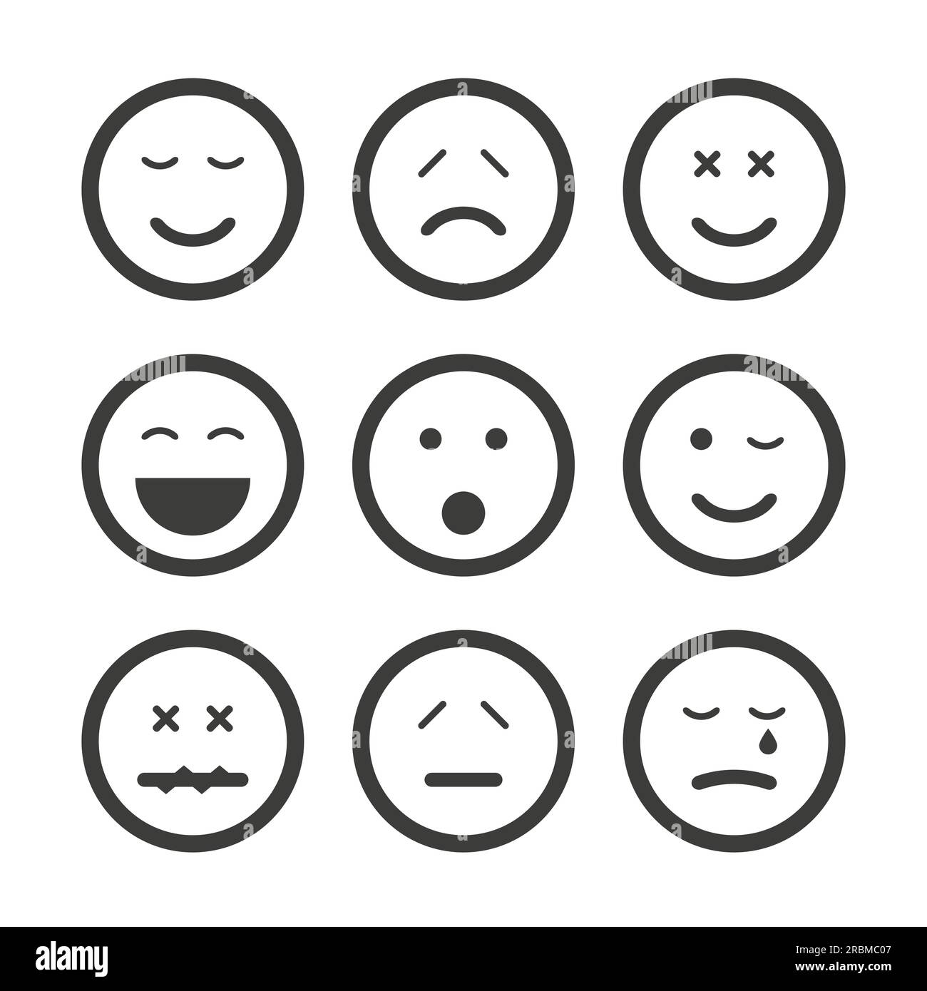 Emoticon Set with Different Expressions Stock Vector Image & Art - Alamy