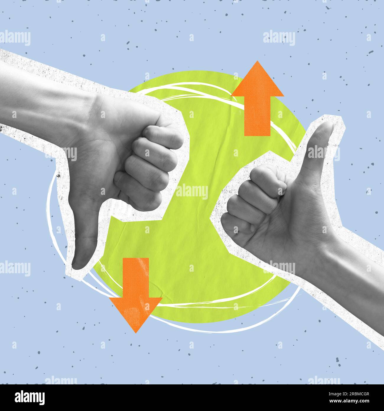 Contemporary art collage. Human hands showing gesture of like and ...