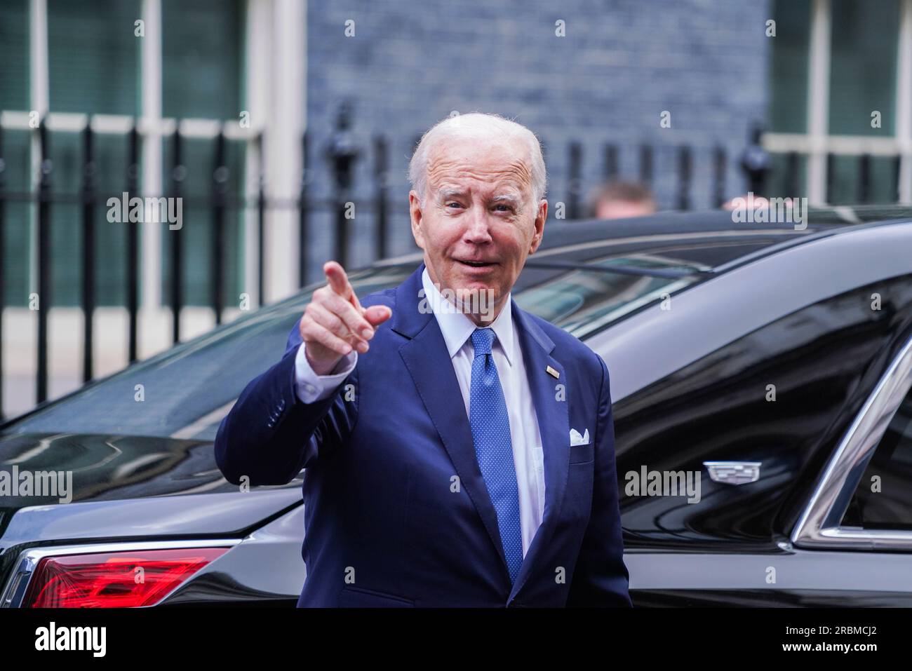 London UK. 10 July 2023 . US President Joe Biden departs following ...
