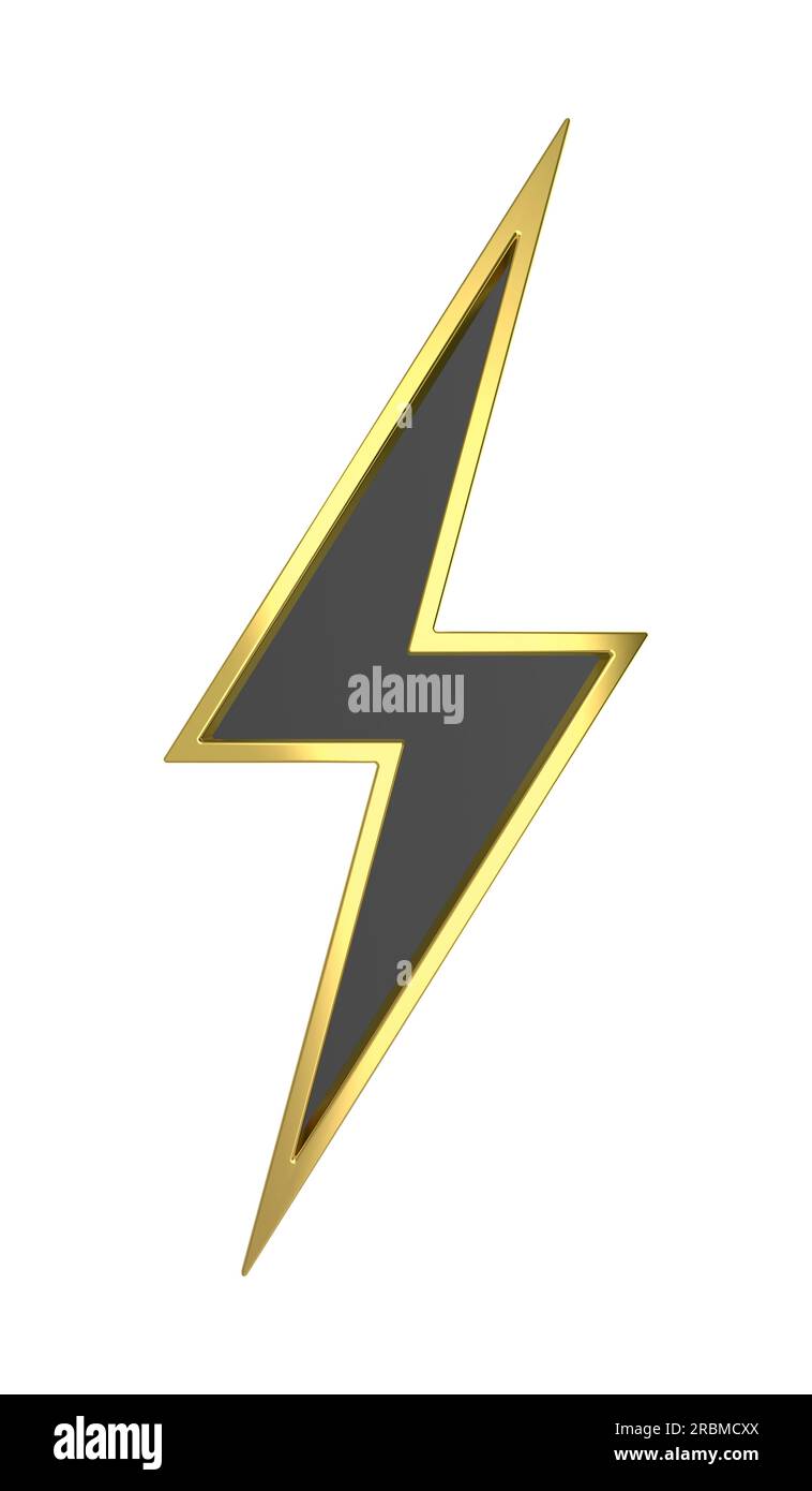 Gold lightning bolt symbol on white background Stock Photo - Alamy