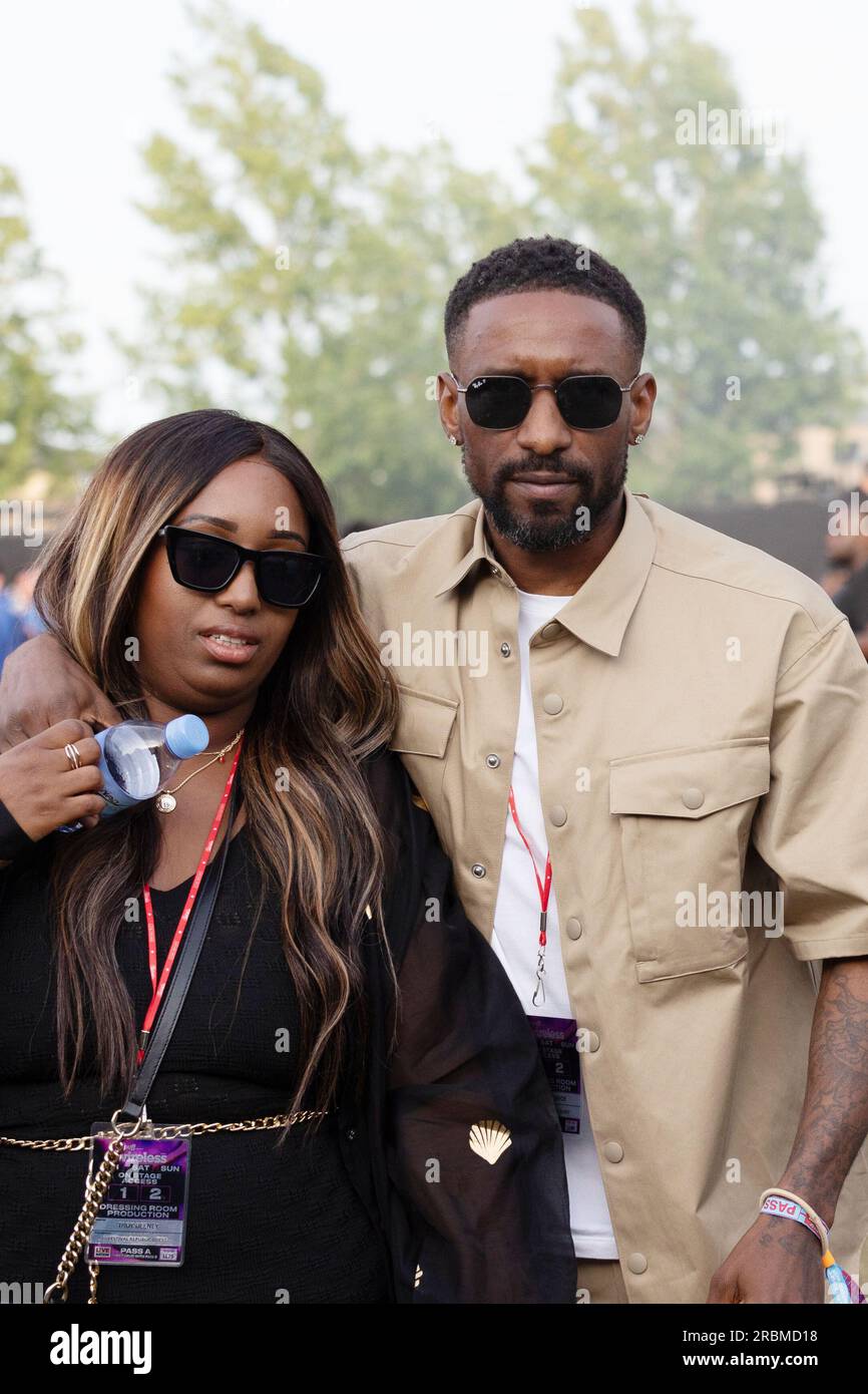 London, UK. July 9, 2023. Jermain Defoe with sister Chonte watch 50 ...