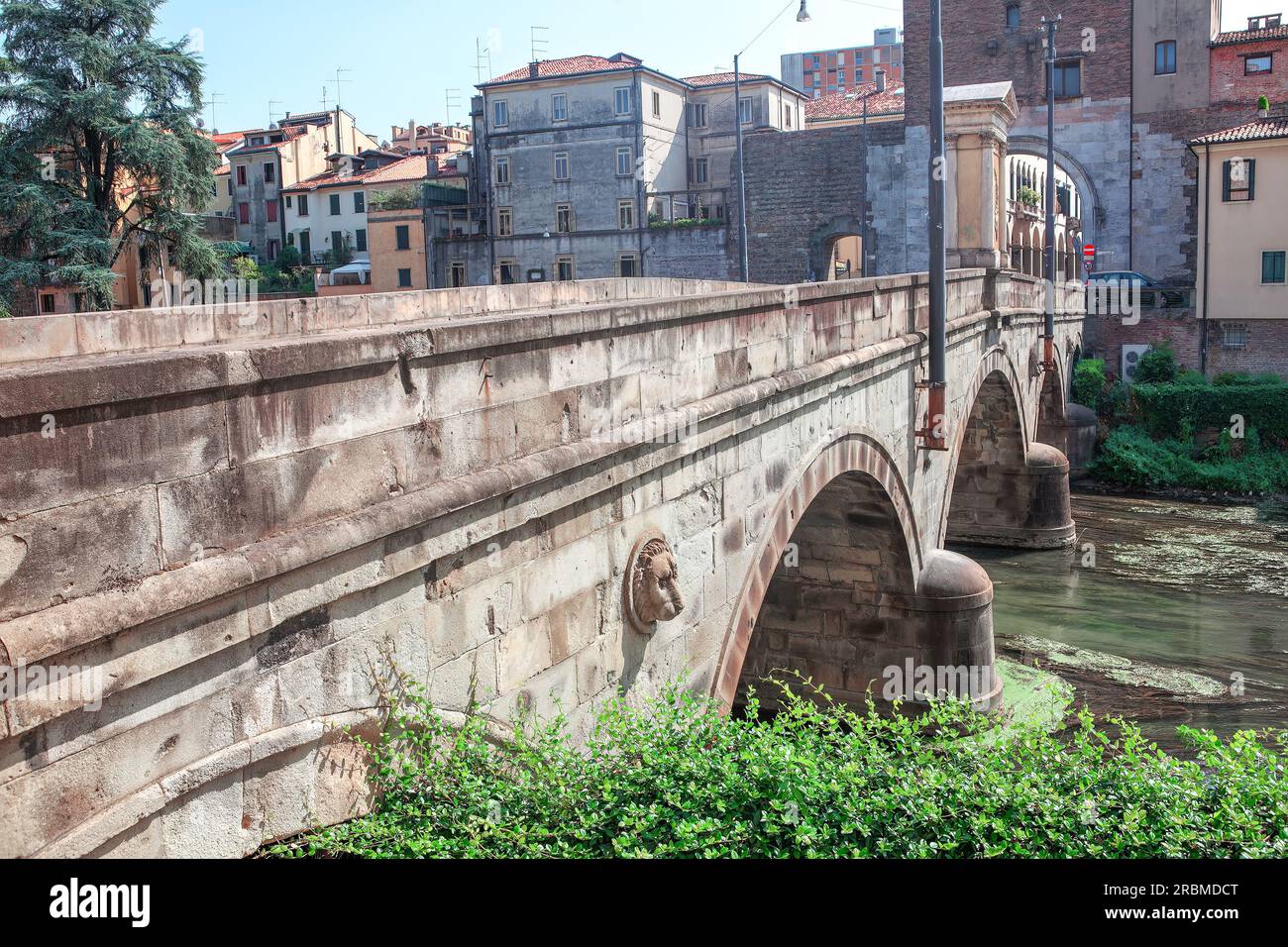 Bridge over the river in Padua, Veneto, Italy . Old arch bridge Stock ...