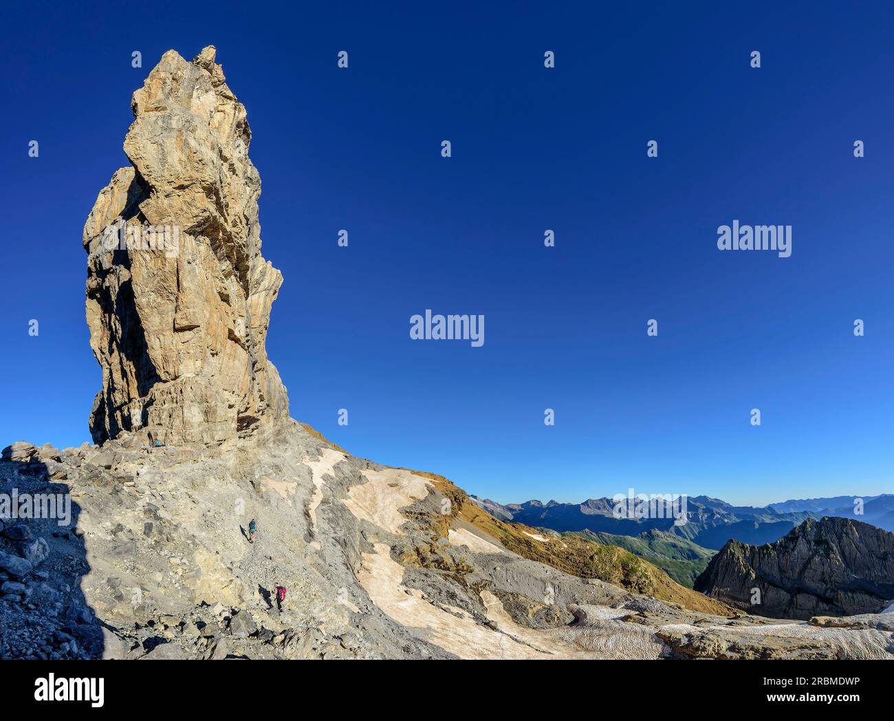 Rock tower in the Rolandsbrecher, Breche de Roland, Gavarnie, Pyrenees ...