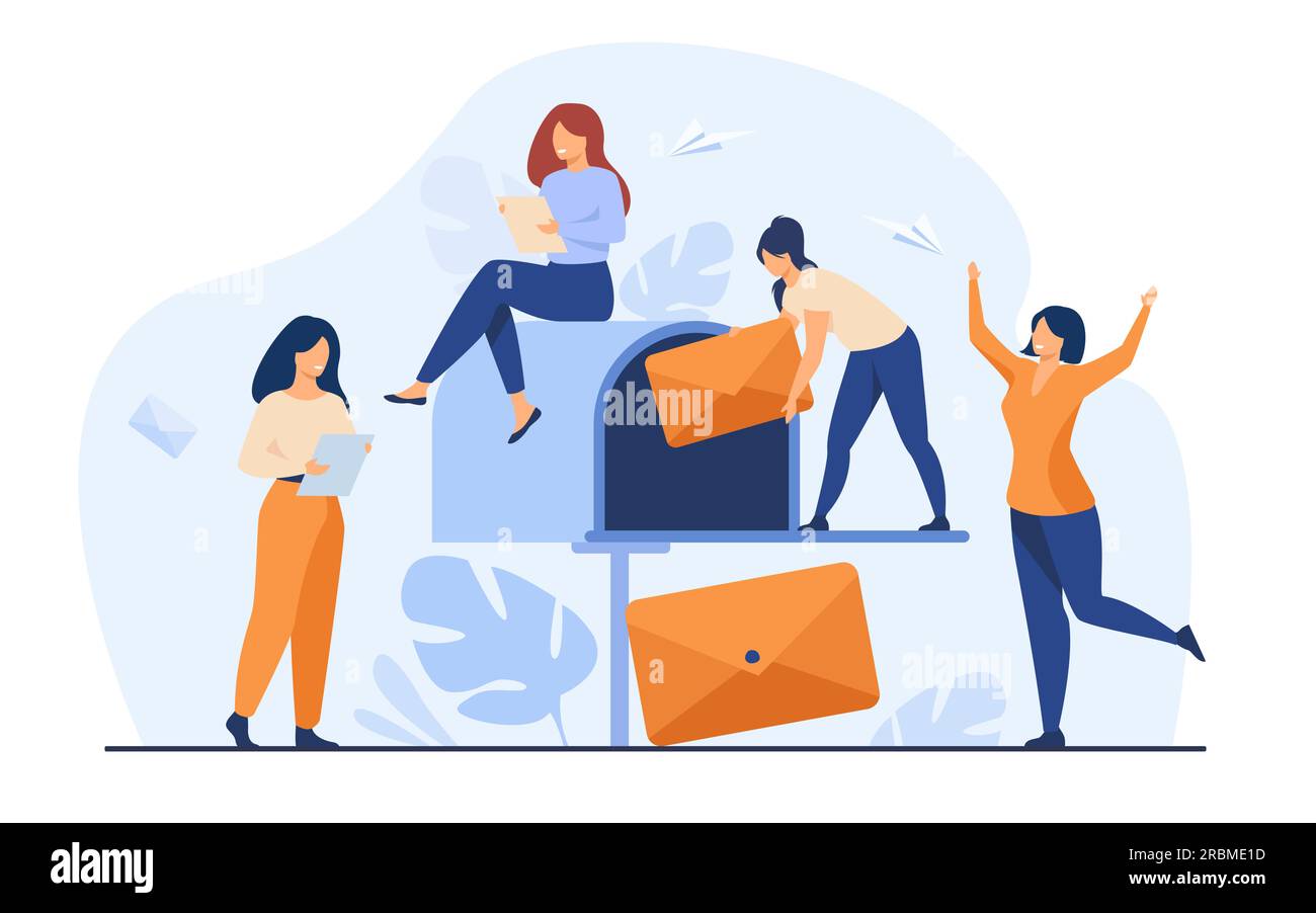 Tiny women getting mail from mailbox Stock Vector Image & Art - Alamy