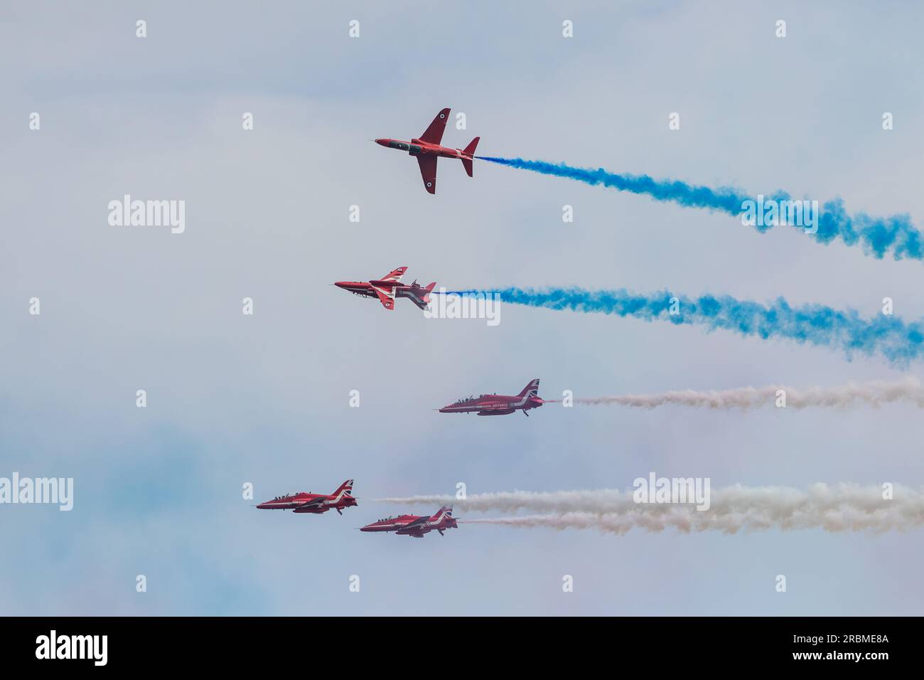 Red Arrows Display at Wales Airshow Swansea Stock Photo - Alamy