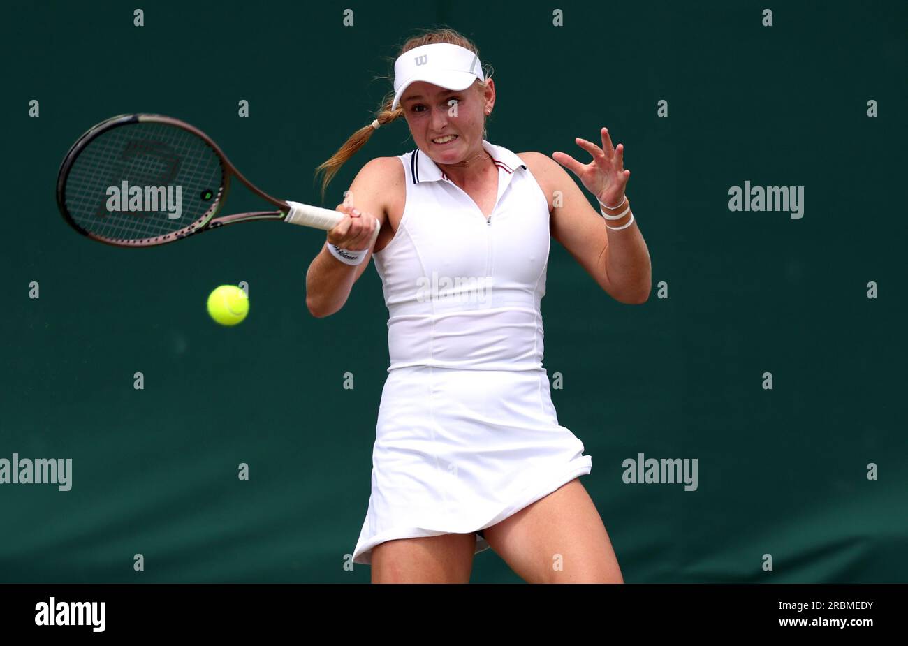 Taylah Preston in action during her girls singles match on day eight of ...