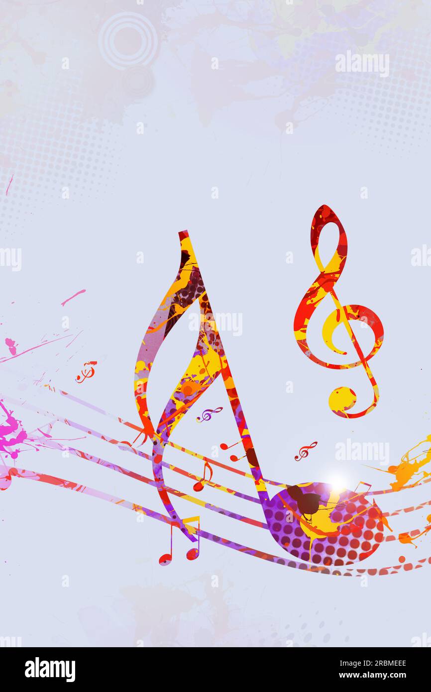 abstract music watercolor and multicolor background with music notes ...