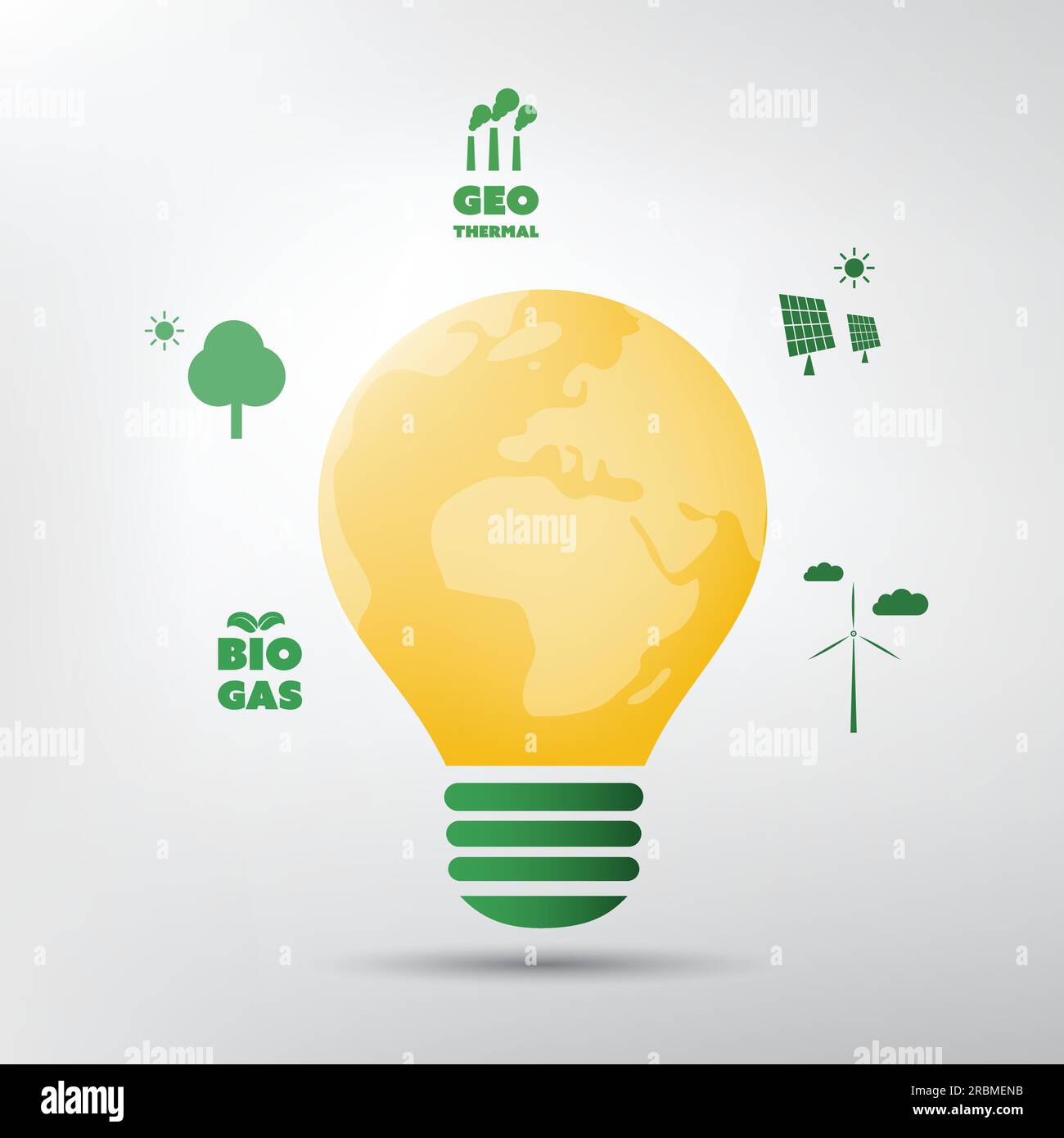 Think Green - Eco Friendly Ideas Around a Light Bulb Globe - Background ...