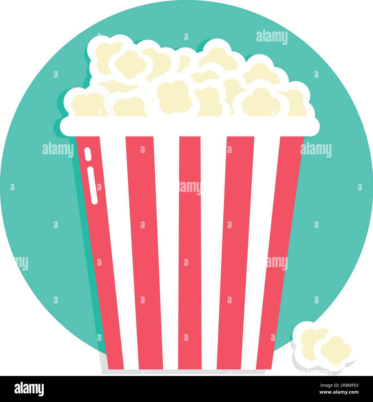 Popcorn icon in a blue circle. Round icon in flat style. Vector ...