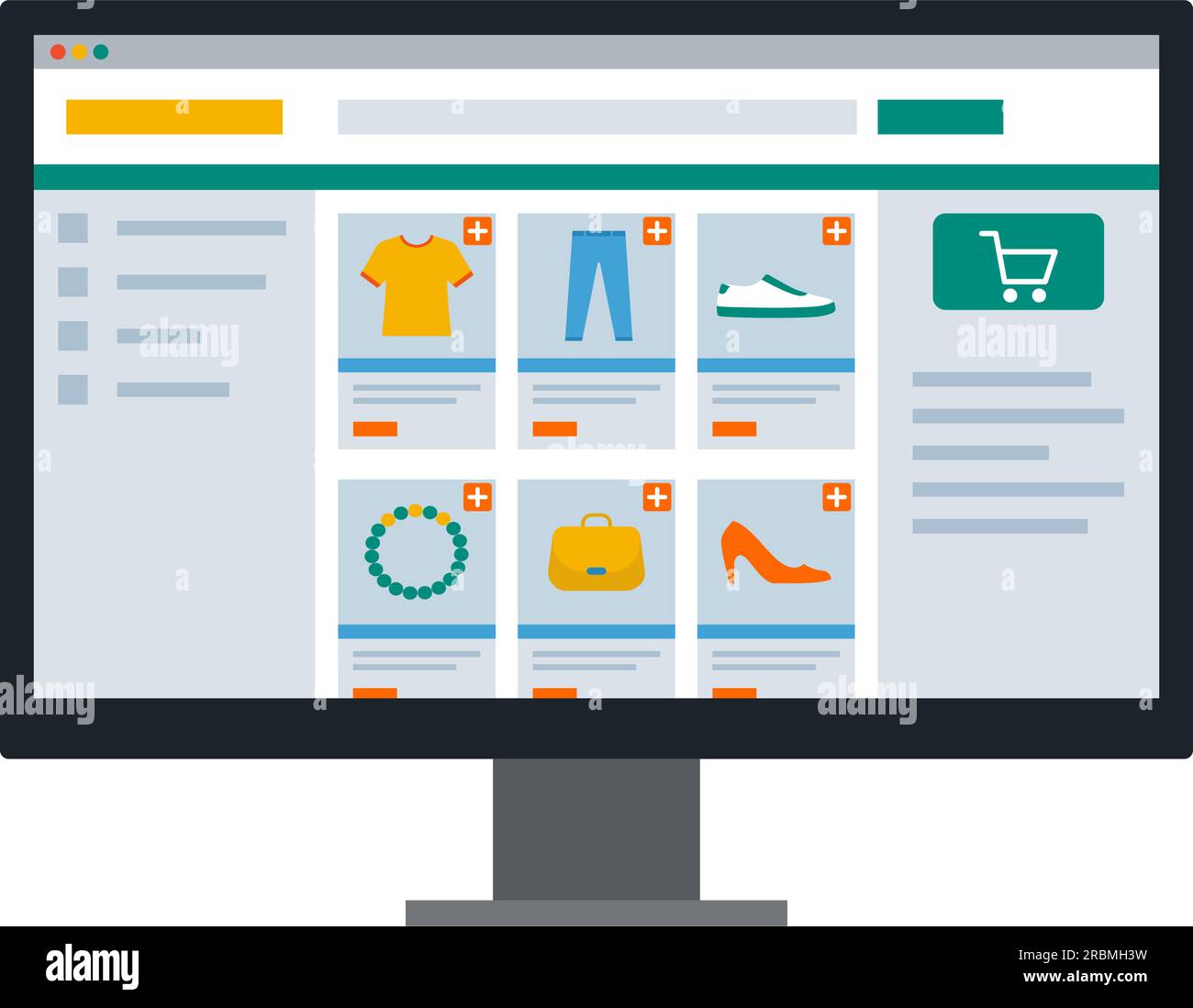 Online shopping website on computer screen: e-commerce and delivery ...