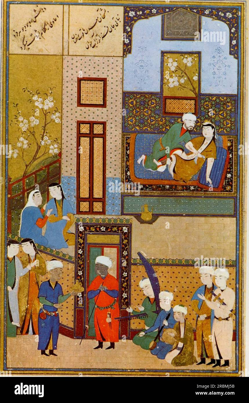 Mihr and Mushtari Marriage 1523 by Kamal ud-Din Behzad Stock Photo - Alamy
