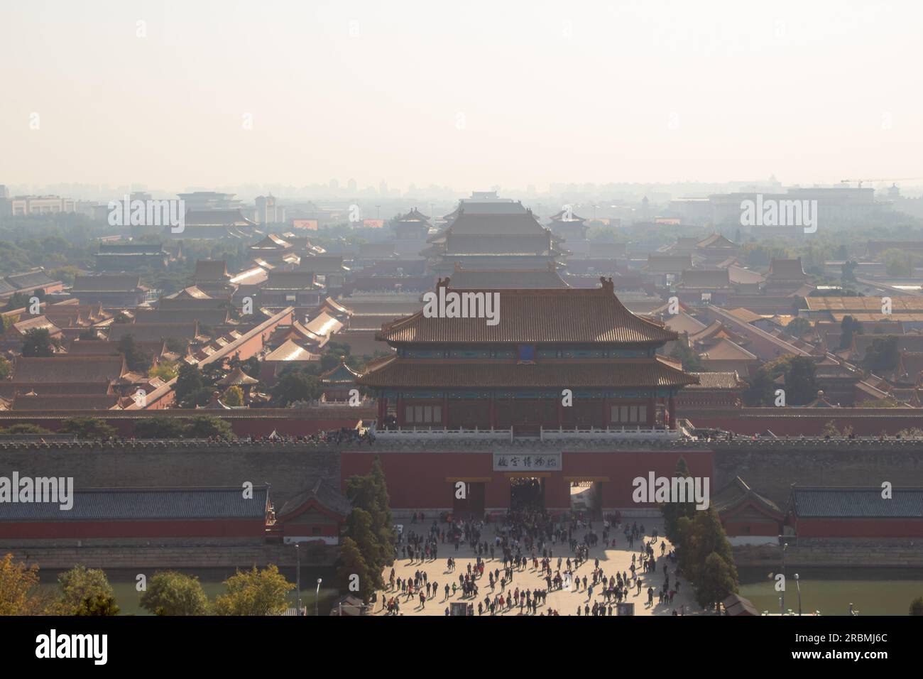 Aerial urban landscape view of the Forbidden City, a palace complex in ...