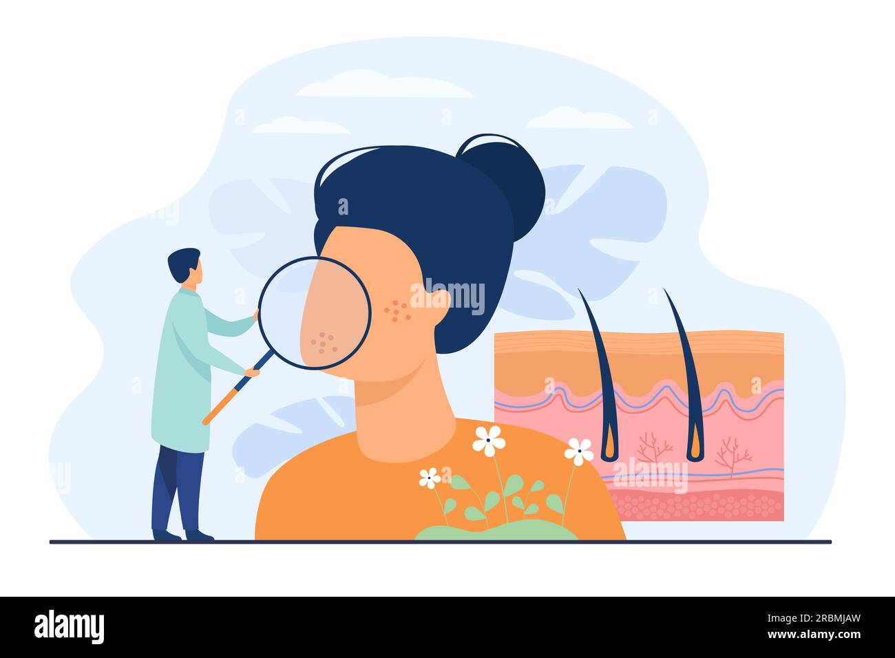Tiny dermatologist examining dry face skin Stock Vector Image & Art - Alamy