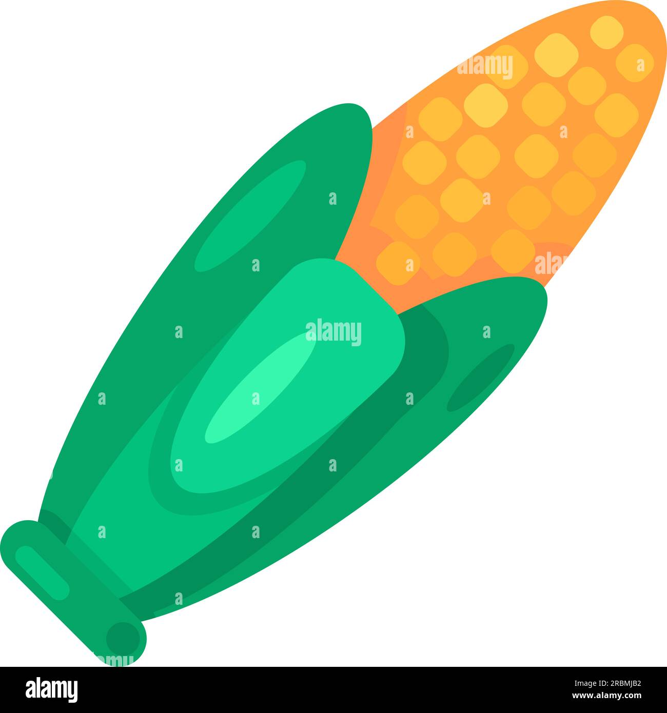 Ripe cob of young corn with green leaves. Plant food from vegans to ...