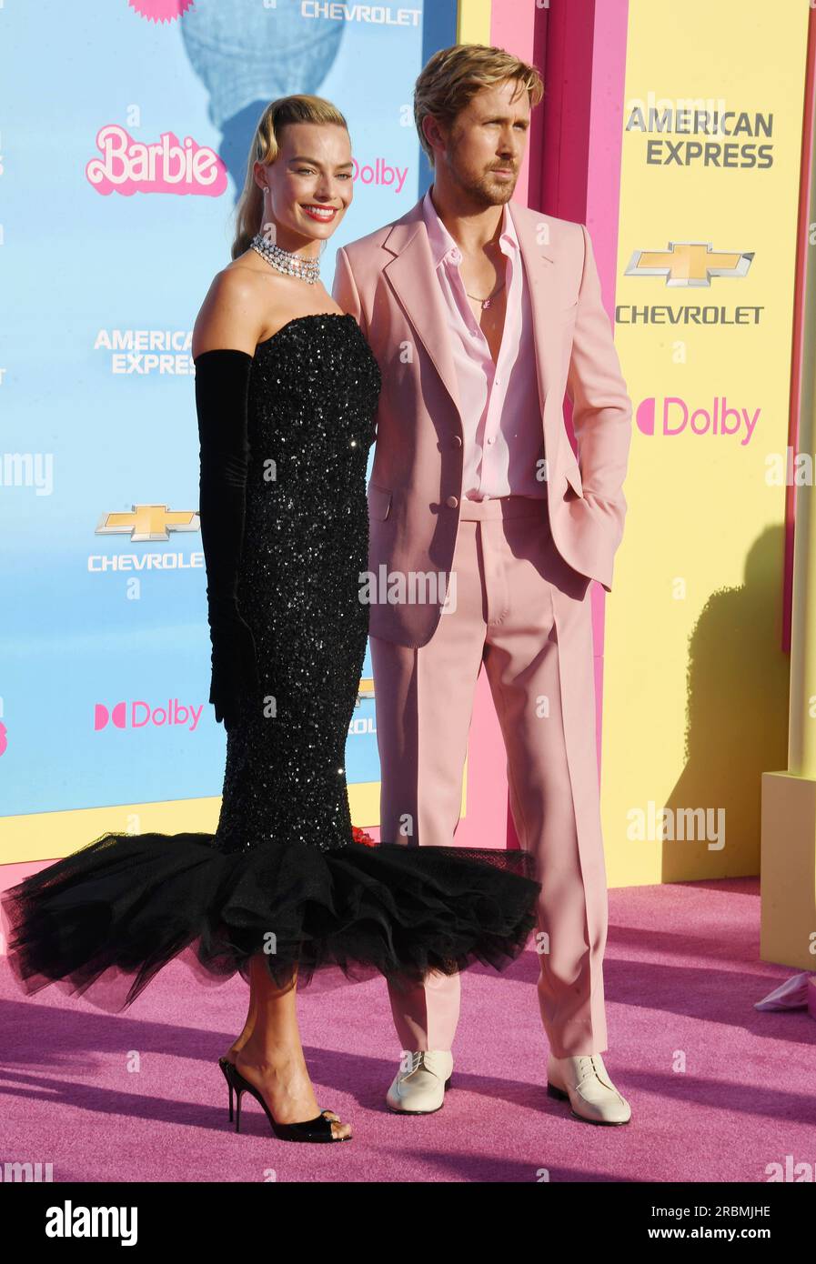 LOS ANGELES, CALIFORNIA - JULY 09: (L-R) Margot Robbie and Ryan Gosling ...