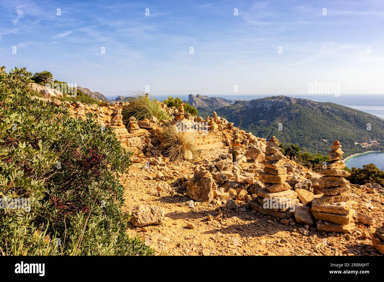 Stone turrets on the Formentor Peninsula, Mallorca, Spain Stock Photo ...