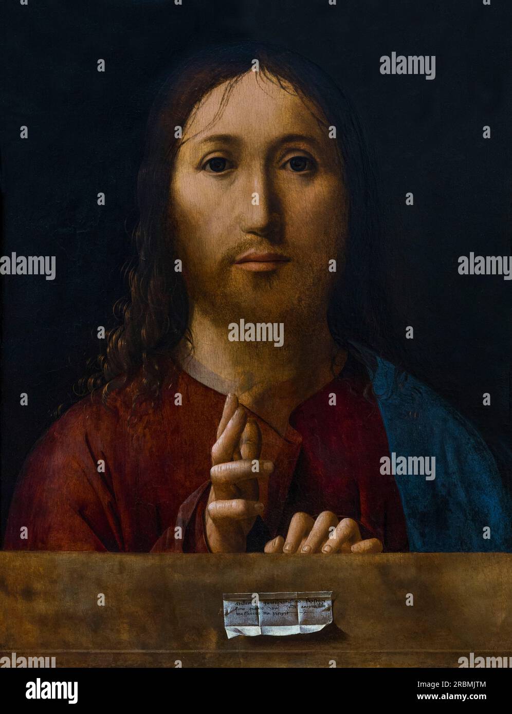 Christ Blessing, Salvator Mundi, Antonello da Messina, 1465 Stock Photo ...