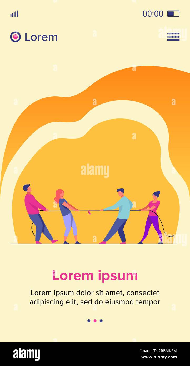 People pulling opposite ends of rope flat vector illustration Stock ...