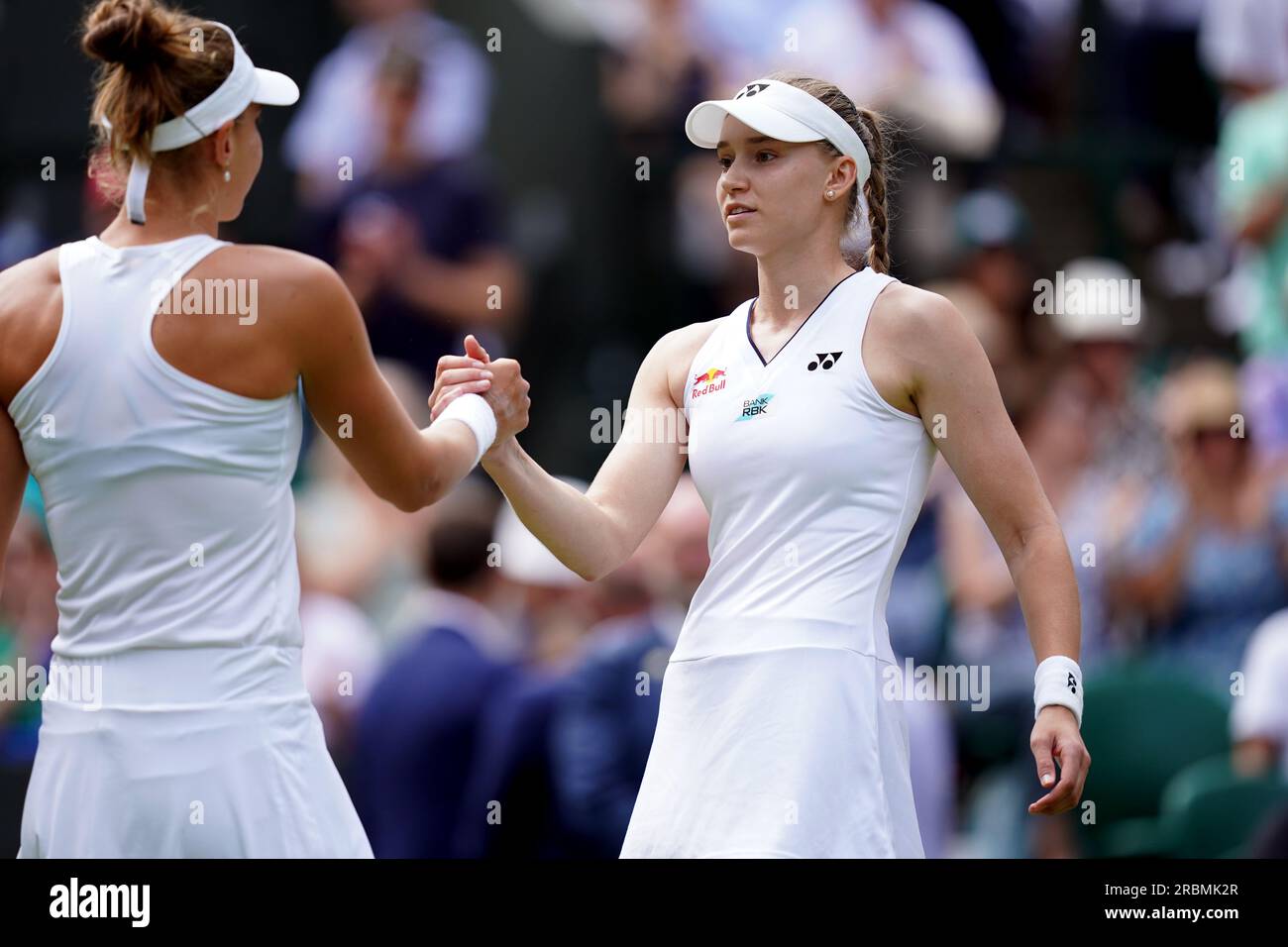 Elena Rybakina (right) consoles Beatriz Haddad Maia as she retires ...