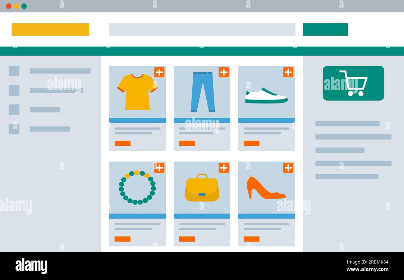 Online shopping website on computer screen: e-commerce and delivery concept Stock Vector Image ...